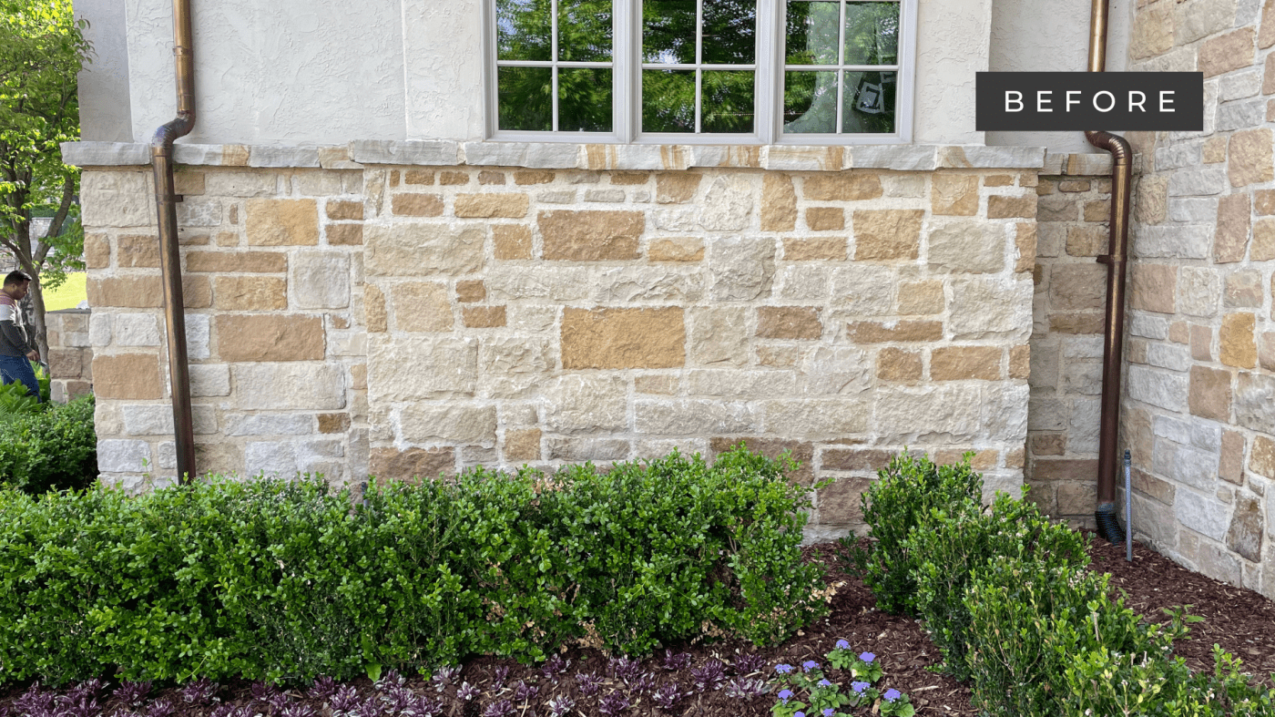 Exterior Stone Refresh with Limewash Paint - Kirkendall Design