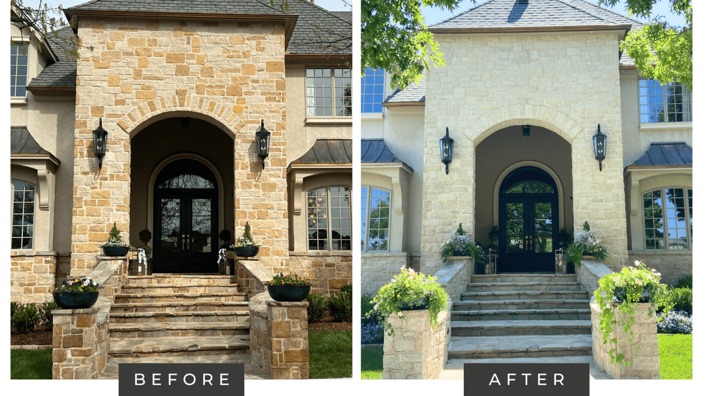 Exterior Stone Refresh with Limewash Paint - Kirkendall Design